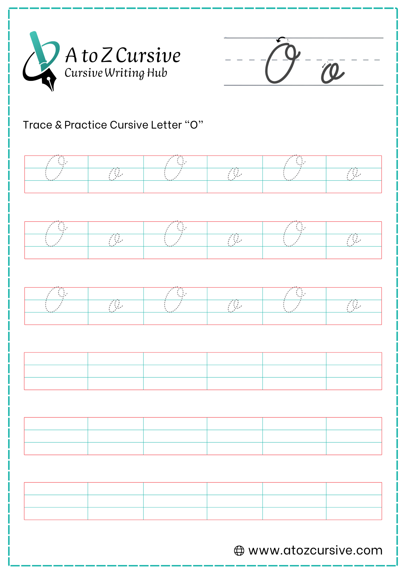 Cursive O: Tutorial and Worksheets
