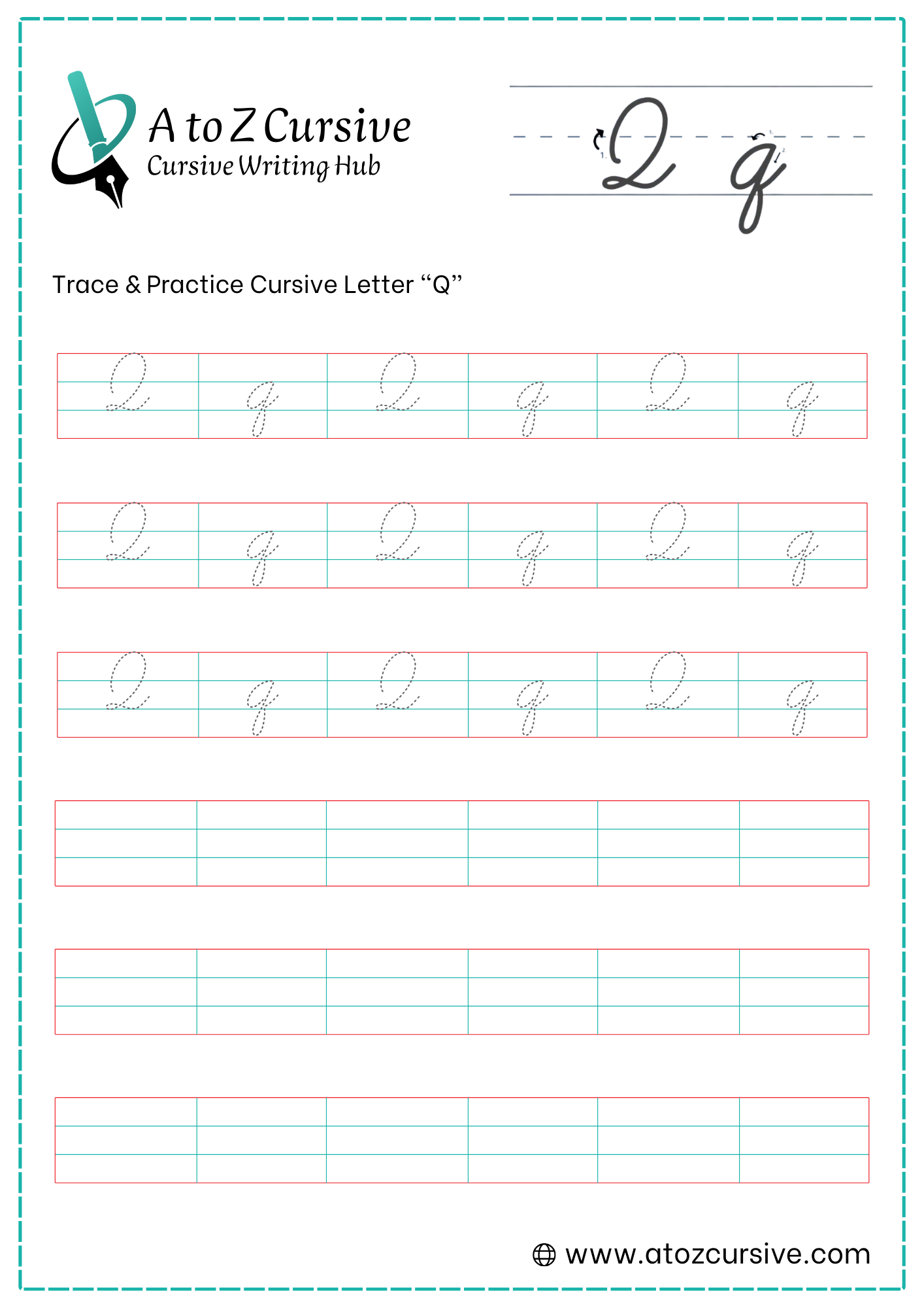Cursive Q: Tutorial and Worksheets