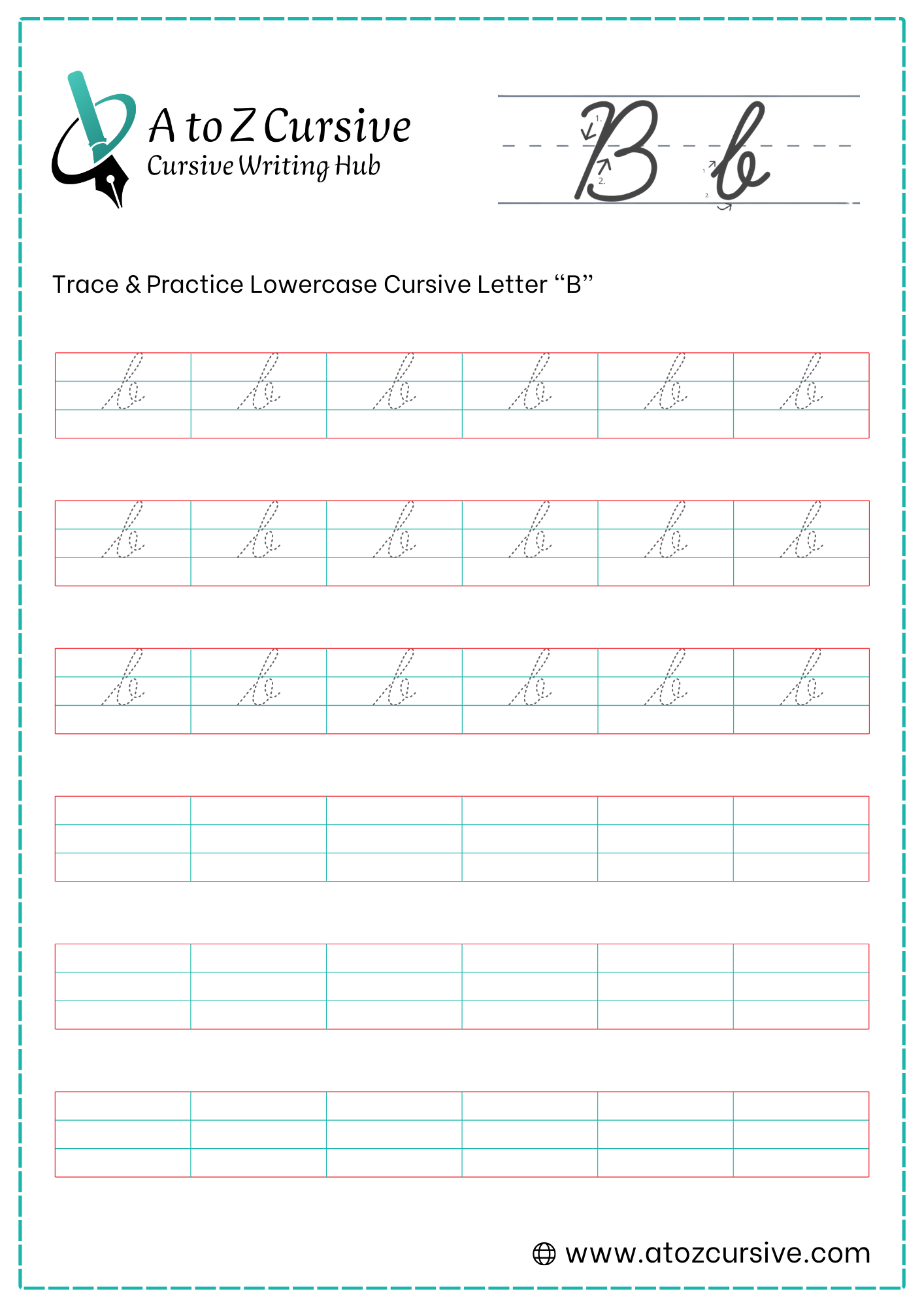Cursive B: Tutorial & Worksheets