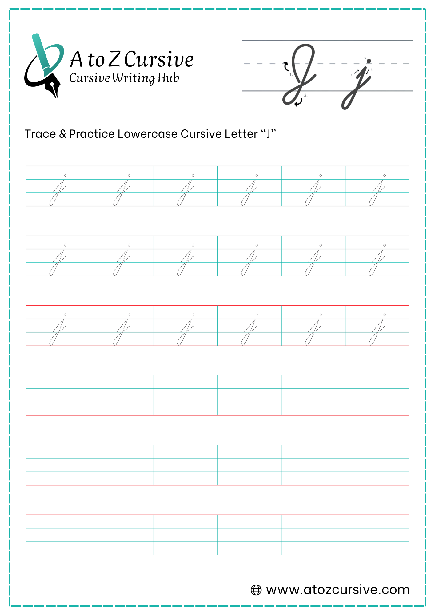 Cursive J: Tutorial and Worksheets
