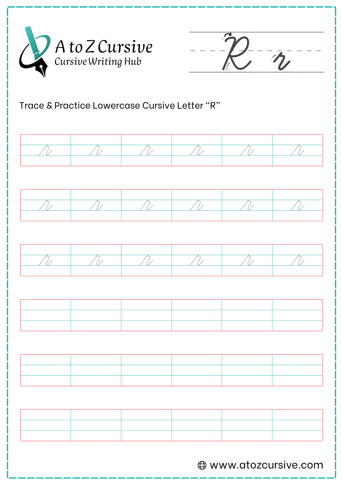 Cursive R: Tutorial and Worksheets