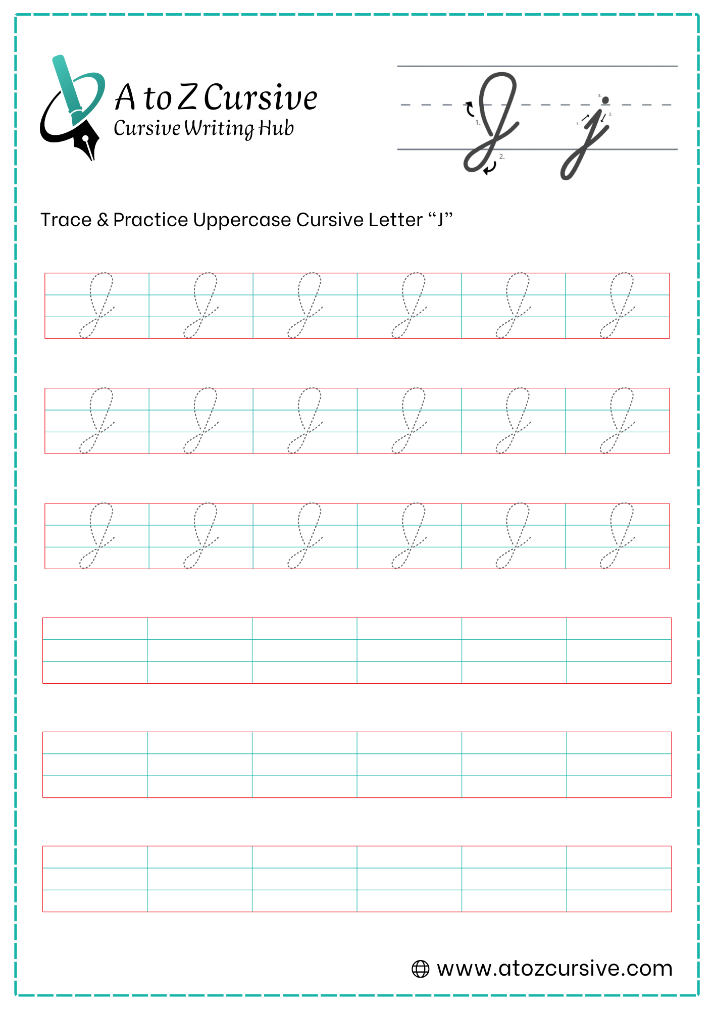 Cursive J: Tutorial and Worksheets