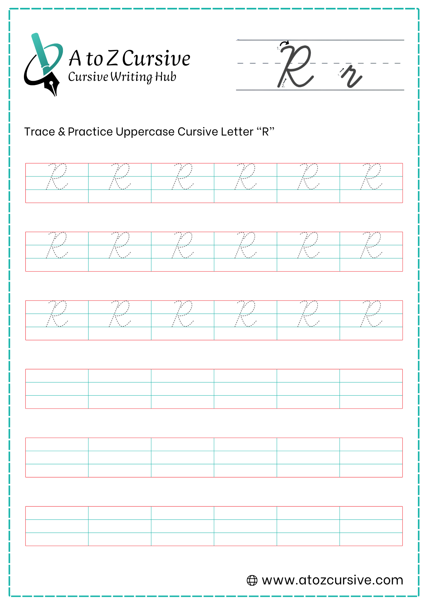 Cursive R: Tutorial and Worksheets